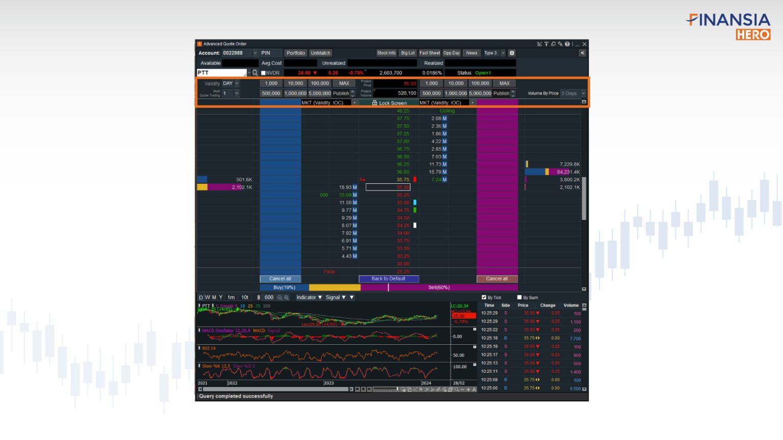 Advanced Quote Order เทรดหุ้น "ครบ จบ ในหน้าเดียว" - Finansia HERO