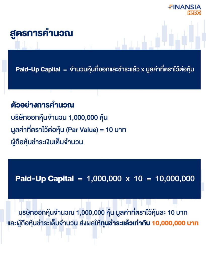 สูตรการคำนวณ Paid-Up Capital - Finansia HERO